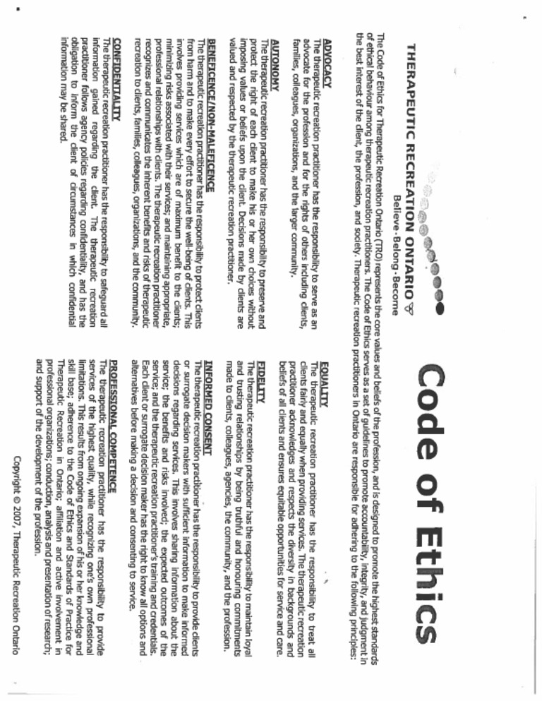 TRO Code of Ethics | PDF