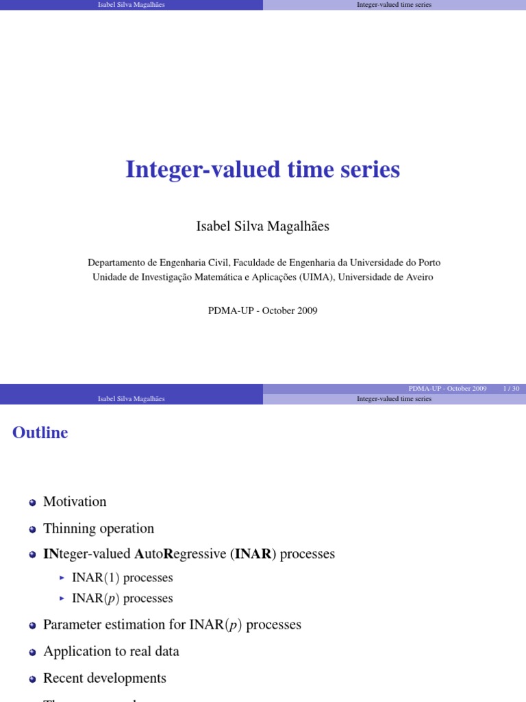 Integer-Valued Time Series: Isabel Silva Magalhães | PDF | Poisson Distribution | Teaching ...