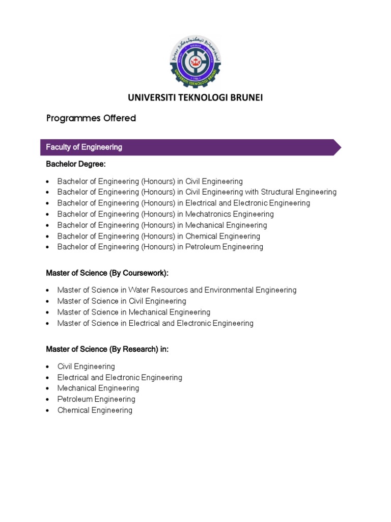 UTB - List of Programmes UTB For July 2022-2023 Academic Year | PDF ...