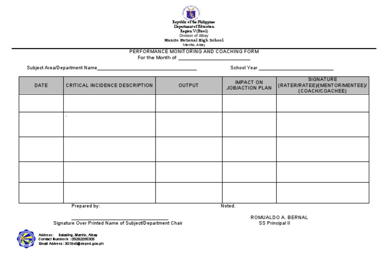 Performance Monitoring and Coaching Form | PDF