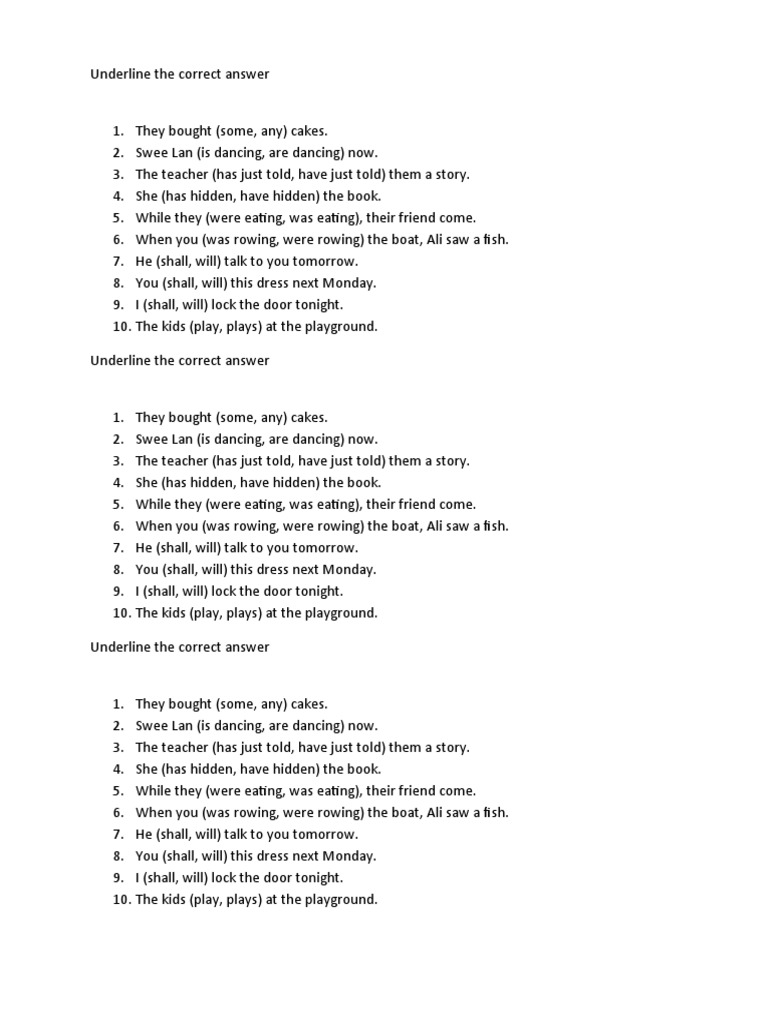 Underline The Correct Answer | PDF