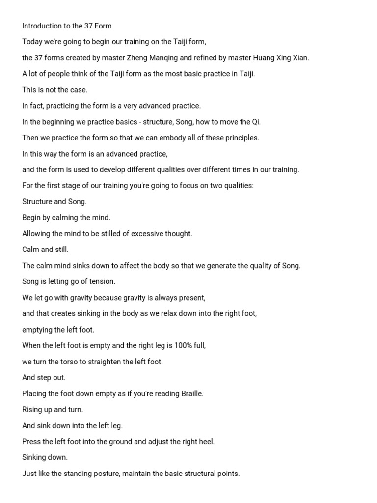 Into To 37 Form (En) | PDF | Foot | Tai Chi