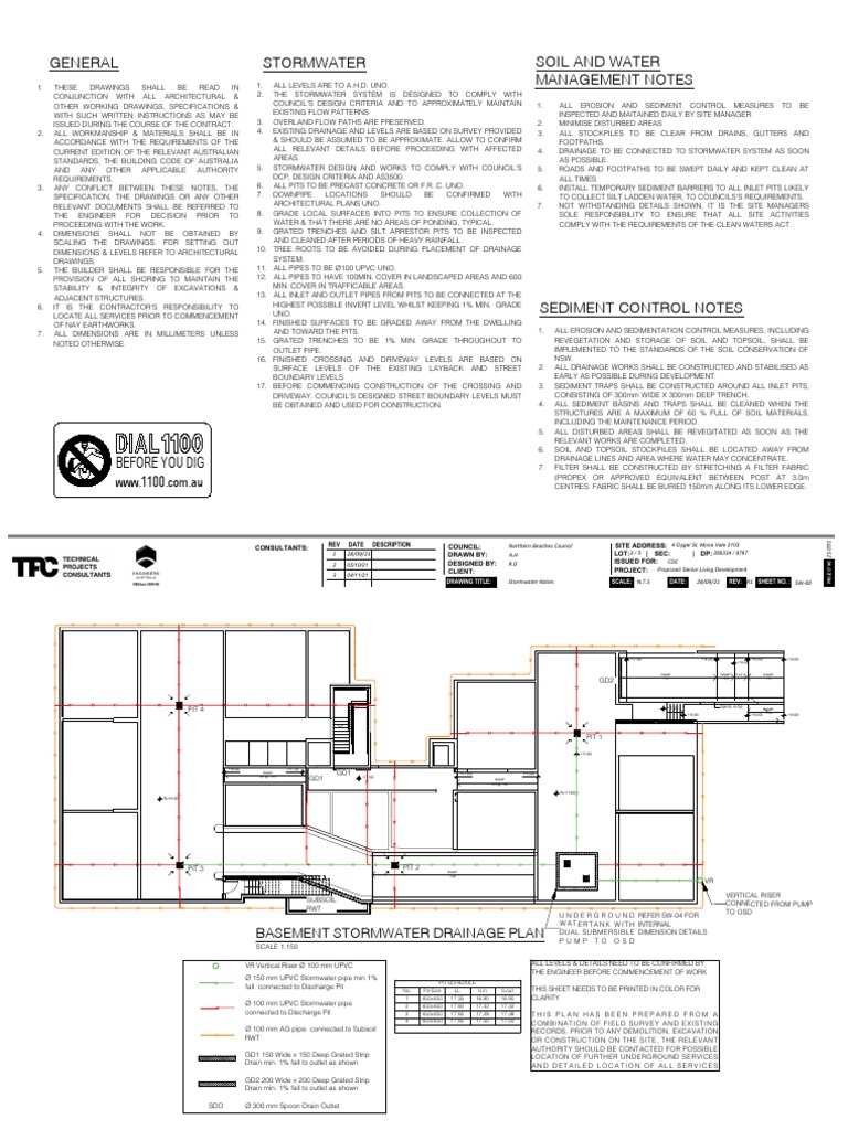 4 Dygal ST, Mona Vale - Stormwater Drawing | PDF | Drainage | Storm Drain