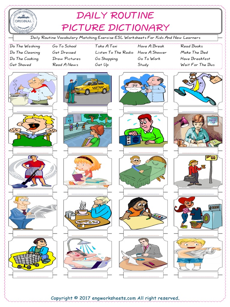 Daily Routine Vocabulary for ESL Kids | PDF | Applied Linguistics ...
