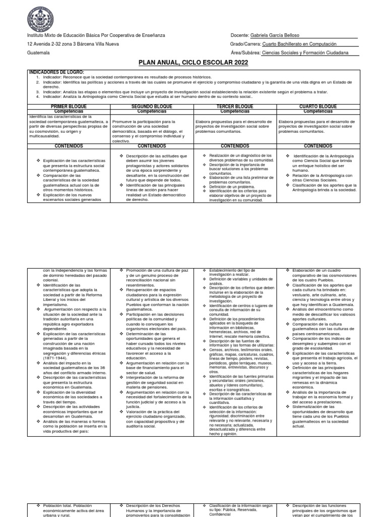 4to BACO Ciencias Sociales y Formación Ciudadana | PDF | Sociedad | Guatemala
