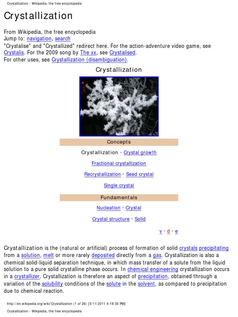 Crystallization - Wikipedia, The Free Encyclopedia | PDF ...