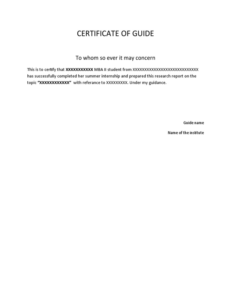 Certificate of Guide | PDF