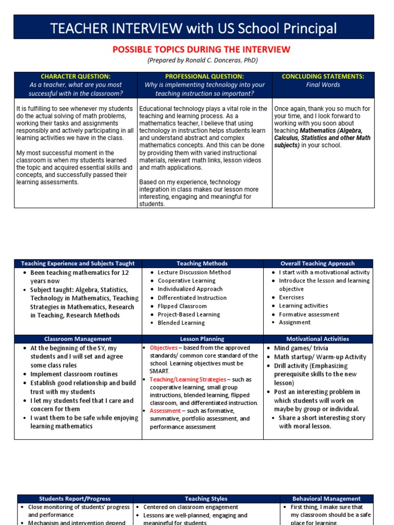 Teacher Interview Insights on Math Education | PDF | Differentiated ...