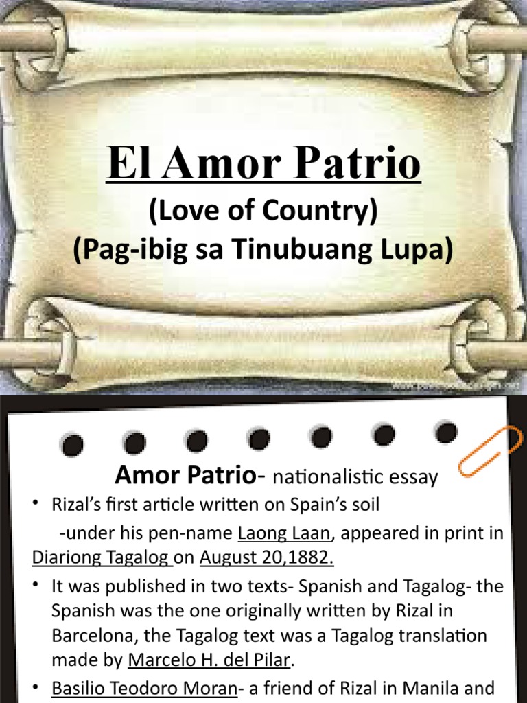 El Amor Patrio: (Love of Country) (Pag-Ibig Sa Tinubuang Lupa) | PDF