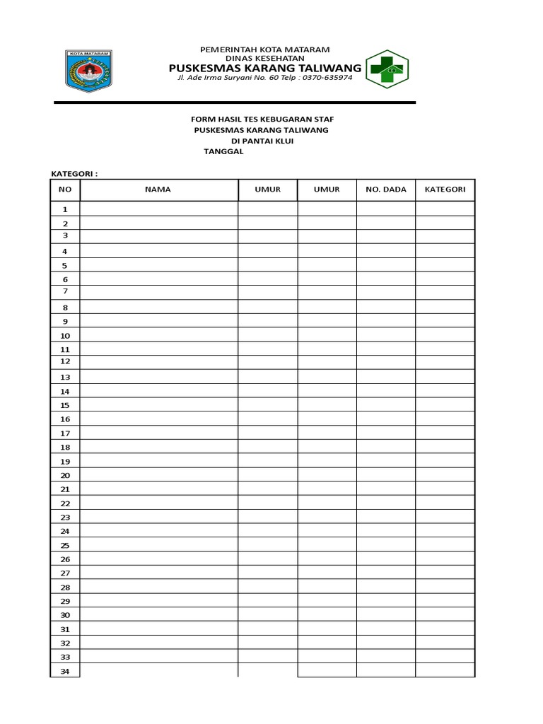 Form Pemeriksaan Tes Kebugaran | PDF