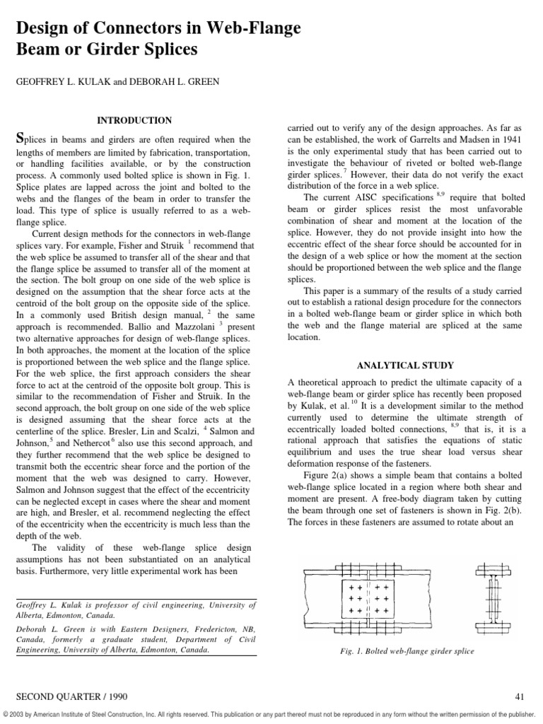 Design of Connectors in Web-Flange Beam or Girder Splices | PDF | Screw ...