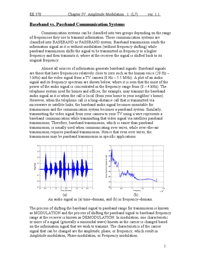 Baseband vs. Passband Communication Systems | PDF | Modulation ...