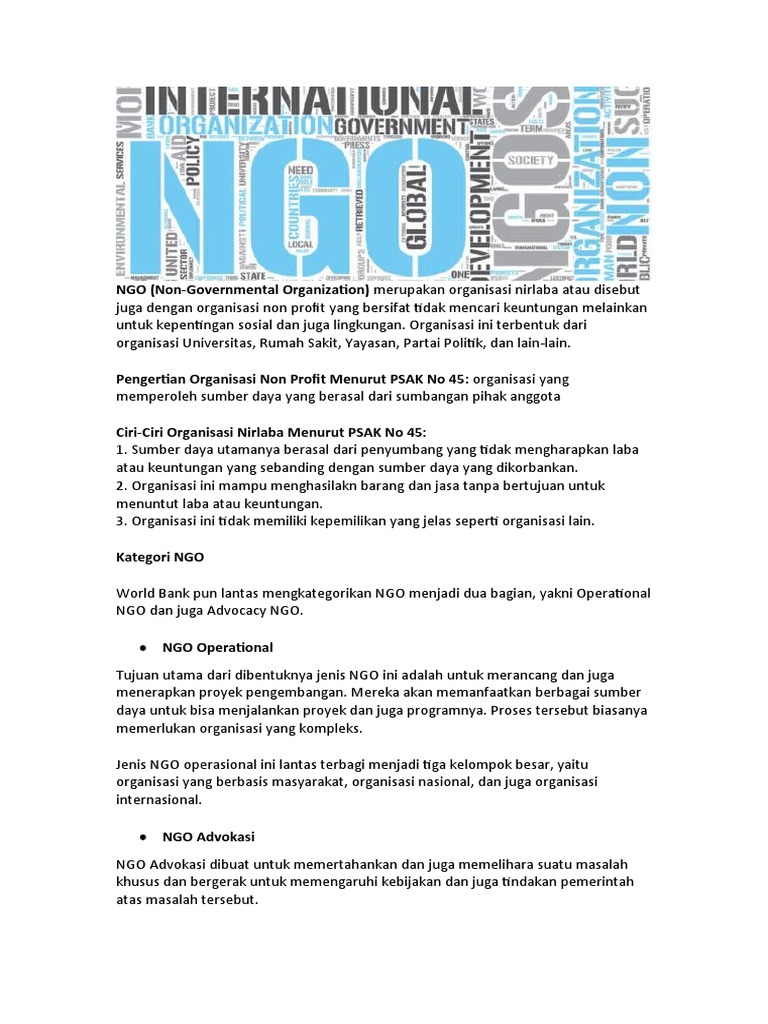 NGO (Non Government Organization) | PDF
