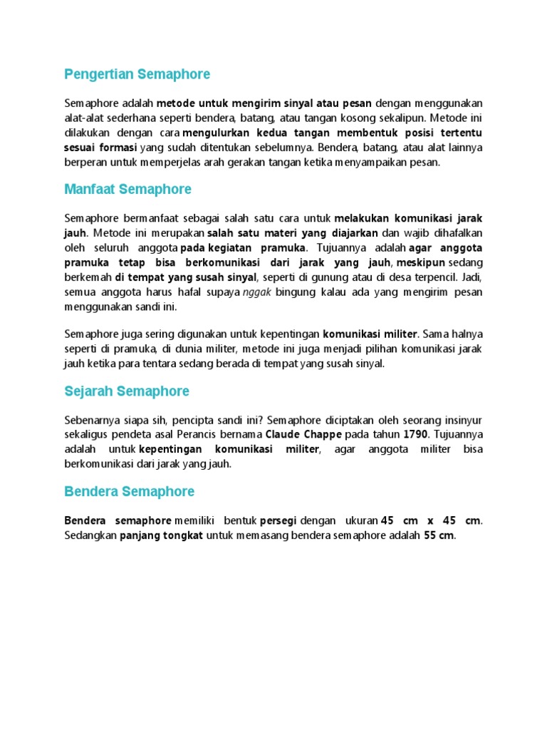 Pengertian Semaphore | PDF | Seni & Disiplin Bahasa | Sejarah