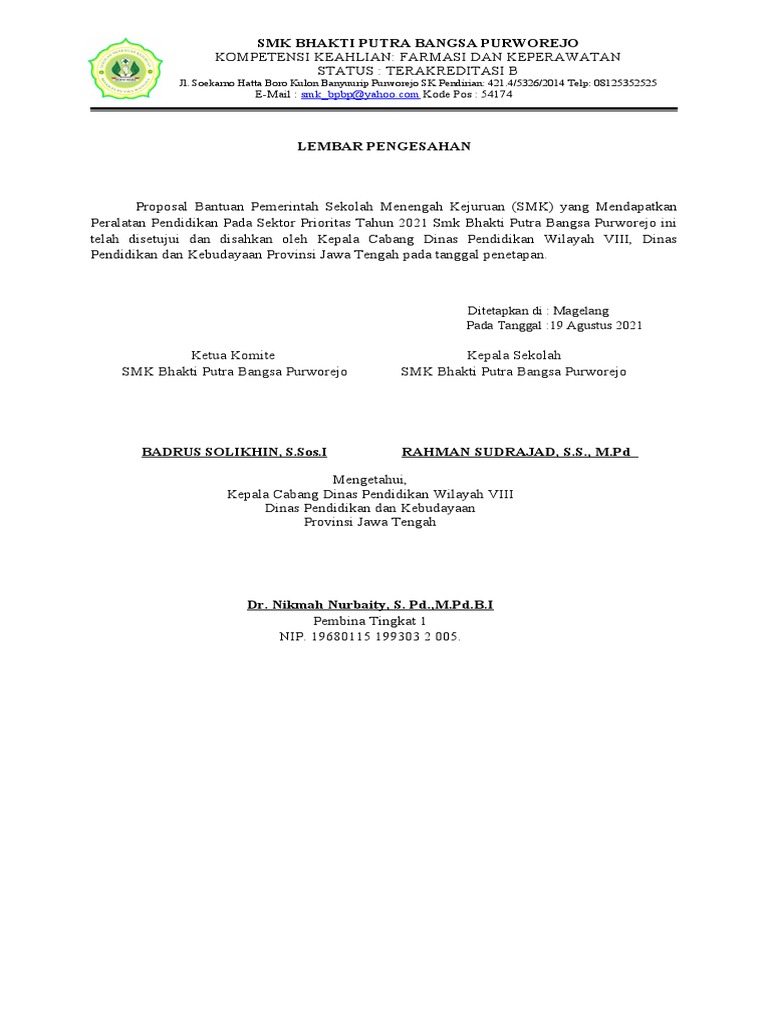 Lembar Pengesahan Proposal | PDF