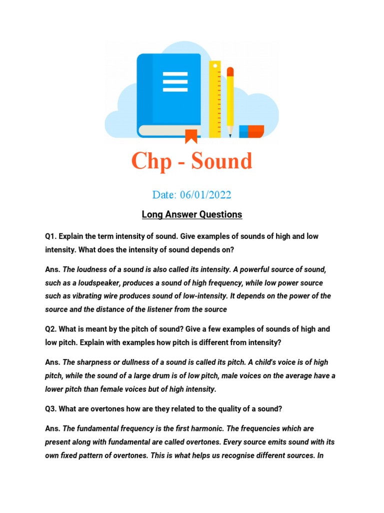 Long Answer Questions - CHP 'Sound' | PDF | Sound | Waves