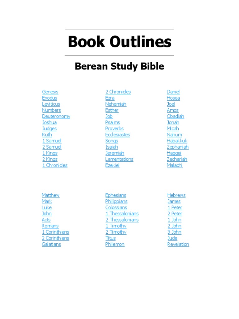 Book Outlines: Berean Study Bible | PDF | David | Saul
