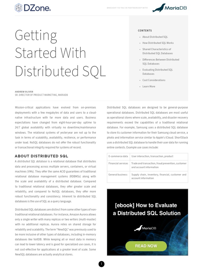 Getting Started With Distributed SQ | PDF | Databases | Replication (Computing)