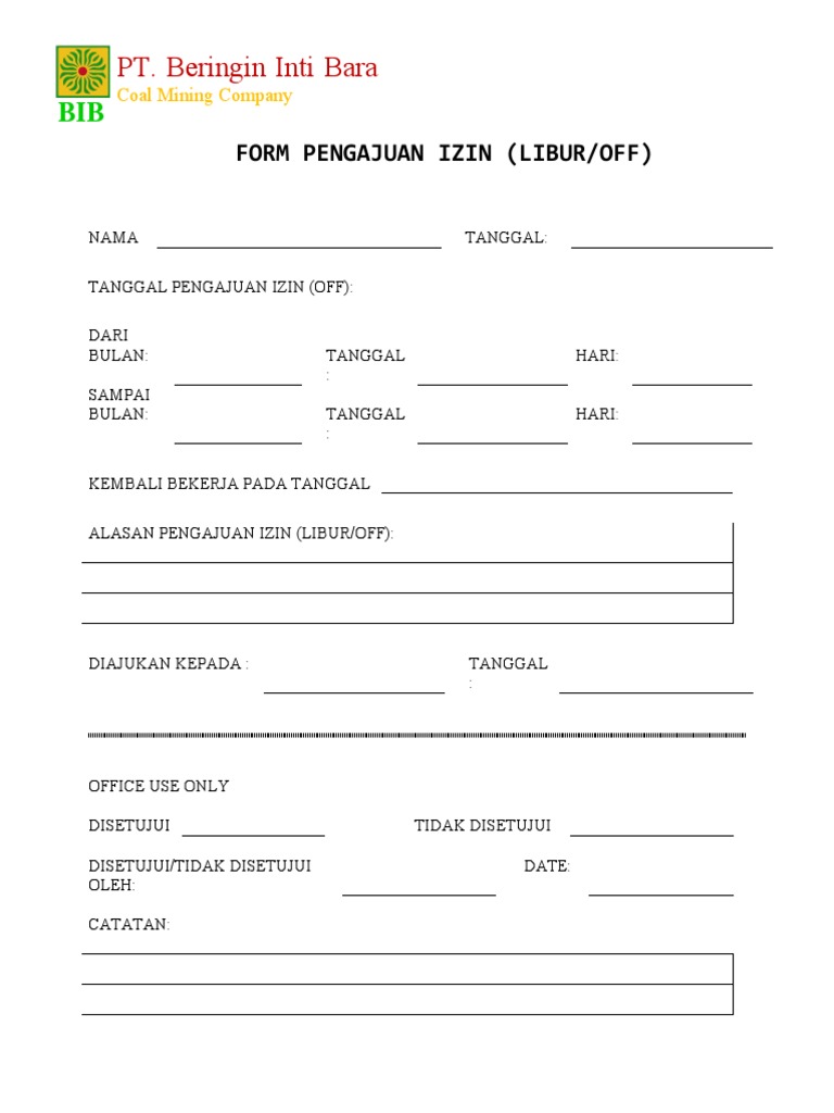 Form Pengajuan Cuti | PDF