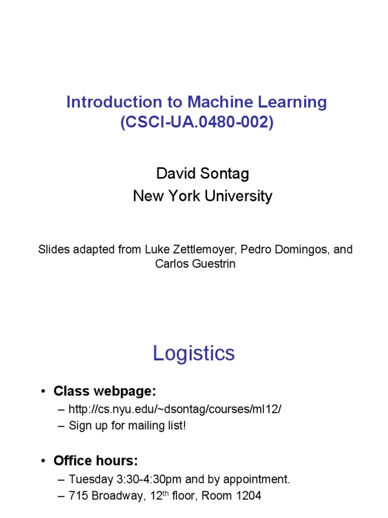 Lecture1 - Introduction To Machine Learning | PDF | Applied Mathematics | Artificial Intelligence