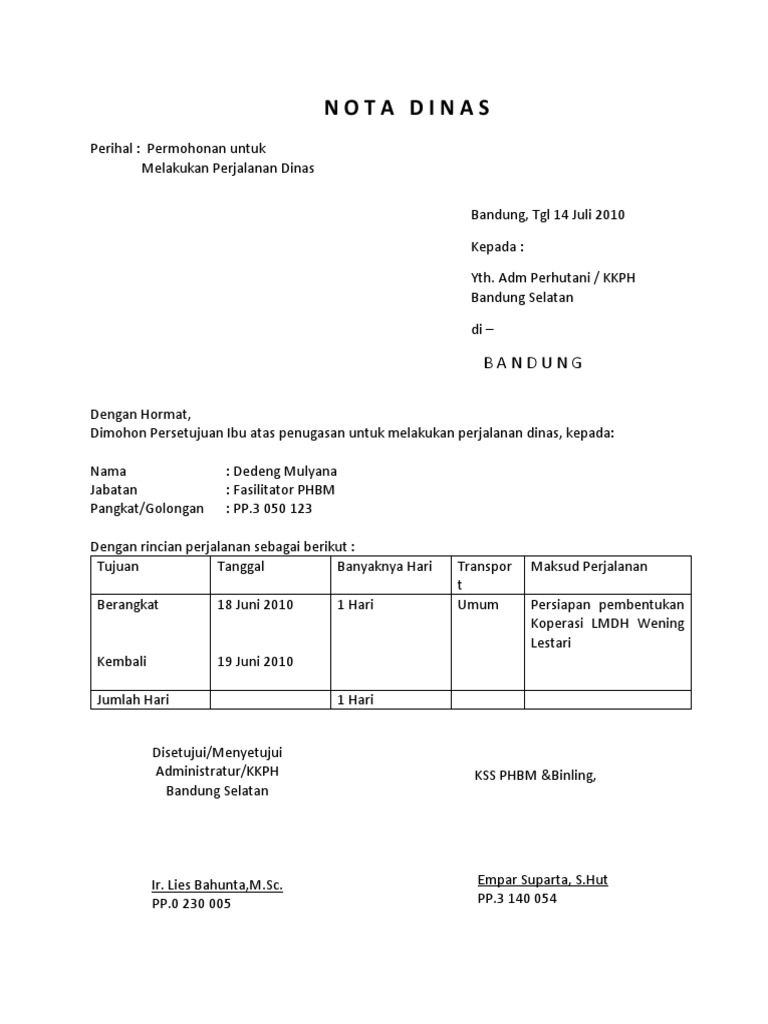 Nota Dinas Perjalanan