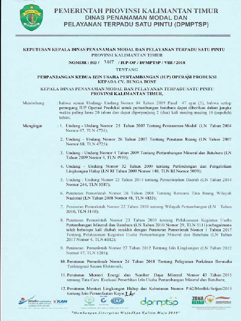 Iup-Op DPMPTSP Bunga Bone | PDF