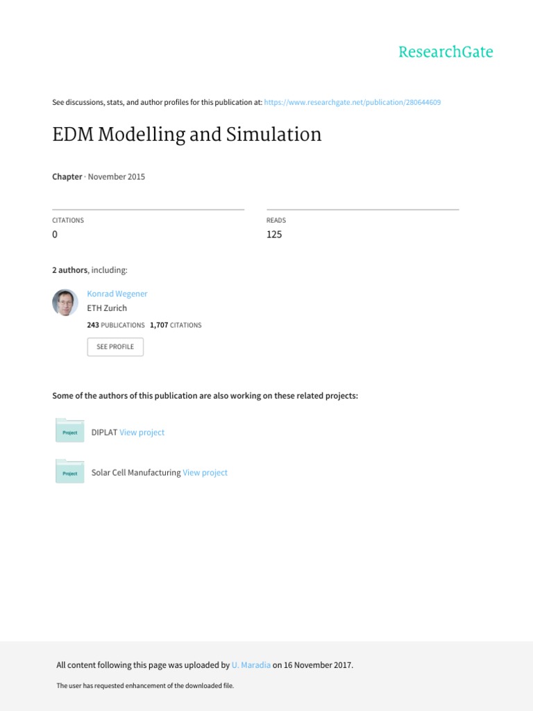 EDM Modelling and Simulation: November 2015 | PDF | Plasma (Physics ...
