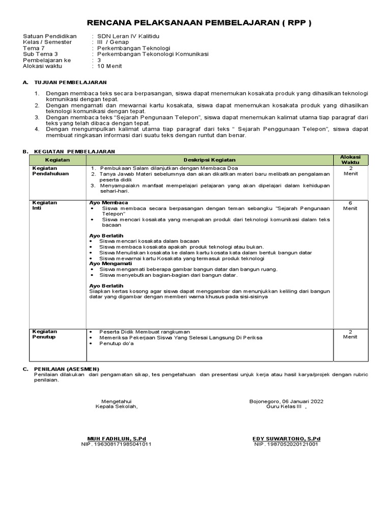 RPP Tema 7 Simulasi CGP Angkatan V | PDF