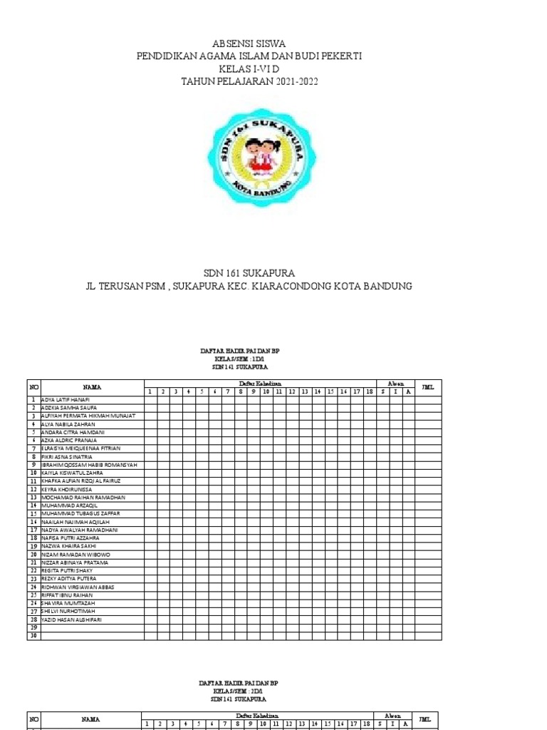 Absen PAI Kelas DI | PDF