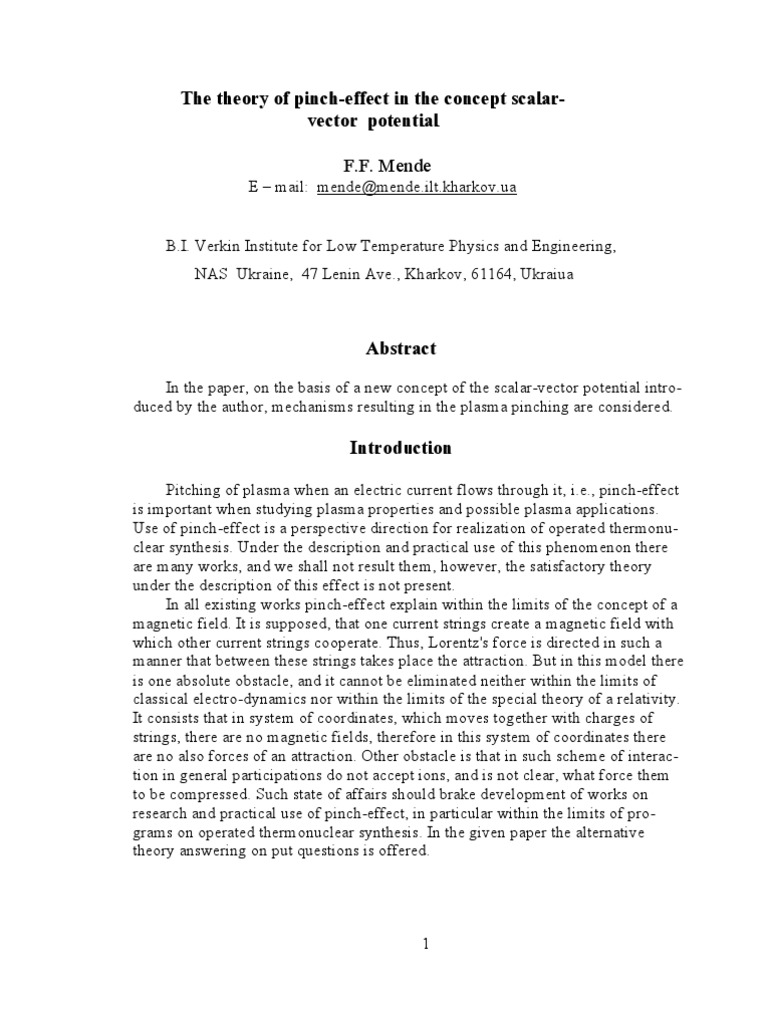 Pinch Effect in Conductors | PDF | Plasma (Physics) | Force