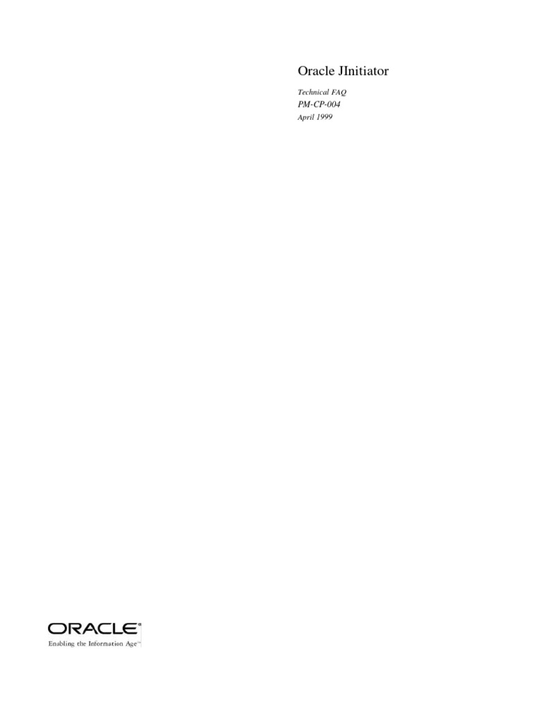 Oracle Jinitiator: Pm-Cp-004 | PDF | Java Virtual Machine | Oracle Database
