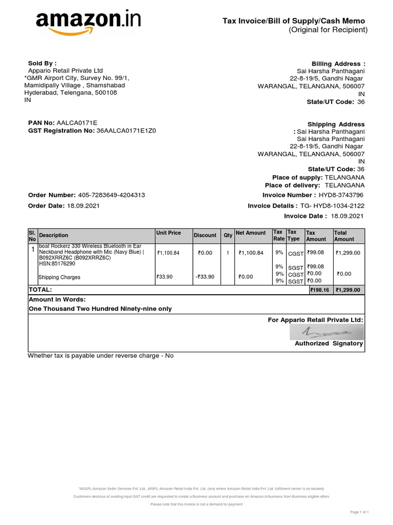 Boat Rockerz 330 Invoice | PDF | Invoice | Economies