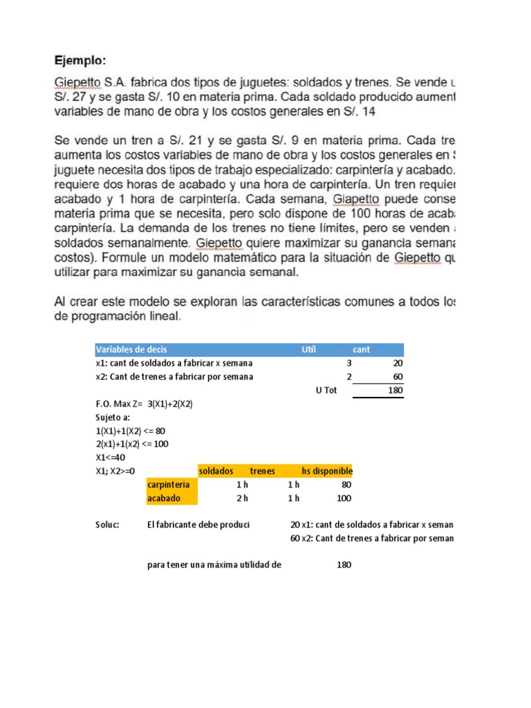 Modelo de Programacion Lineal | PDF | Optimización Matemática ...
