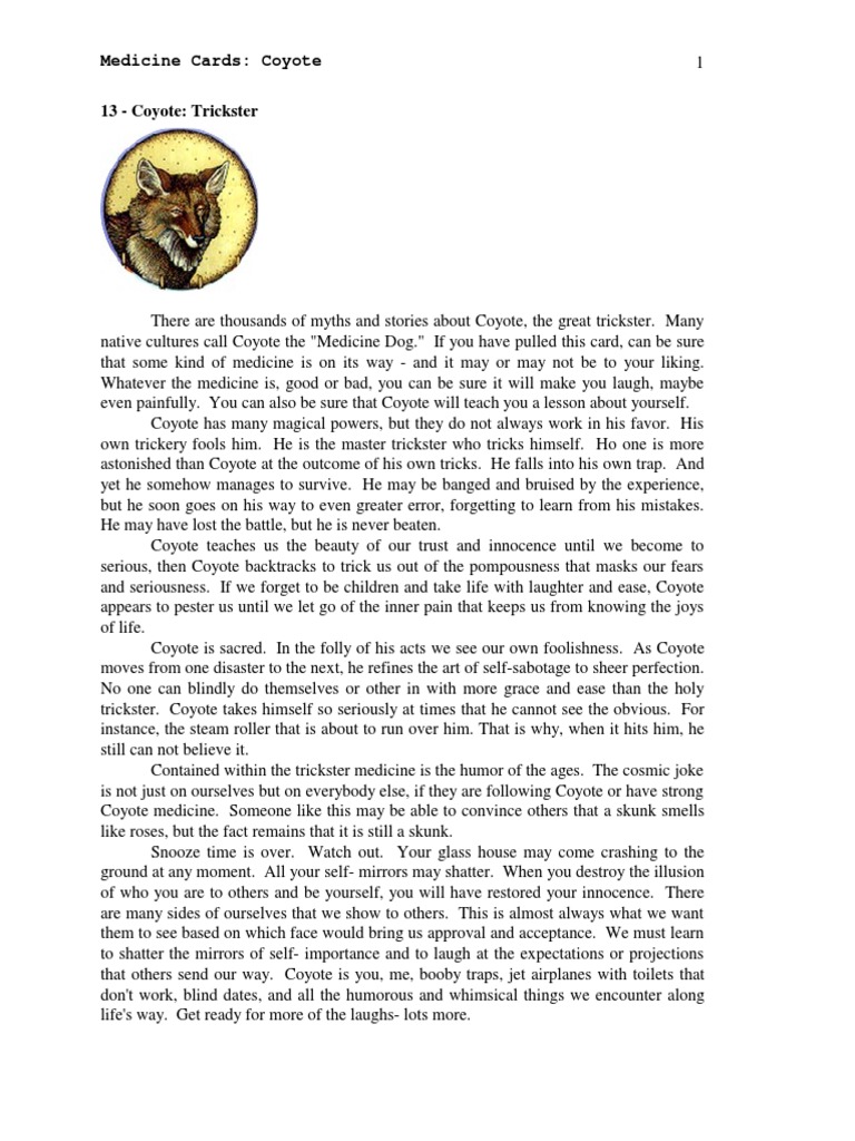 Coyote Medicine: Embracing the Trickster | PDF | Trickster