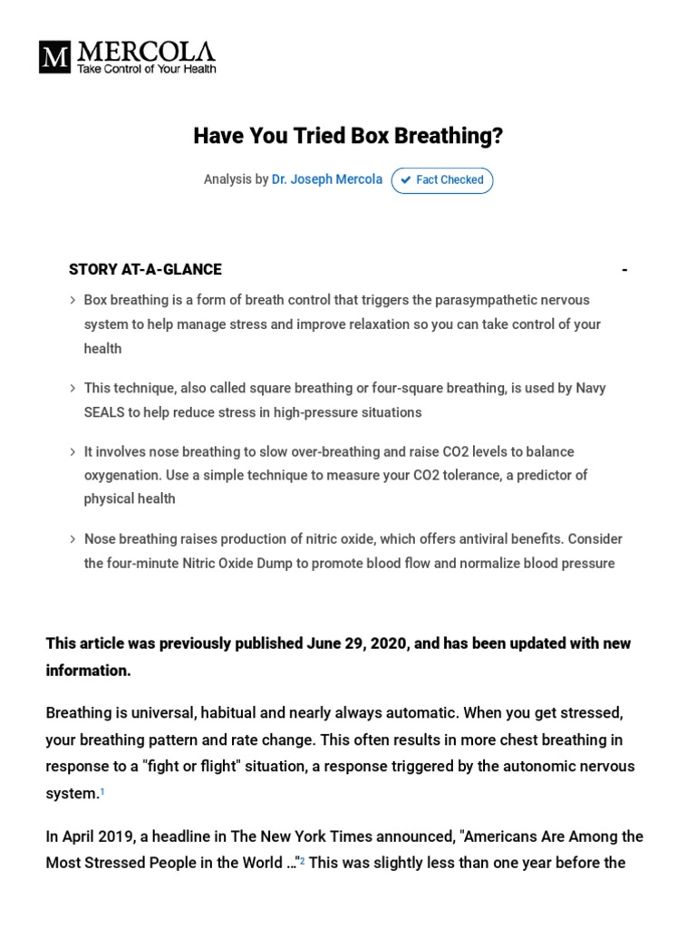 Box Breathing PDF | PDF | Breathing | Stress (Biology)
