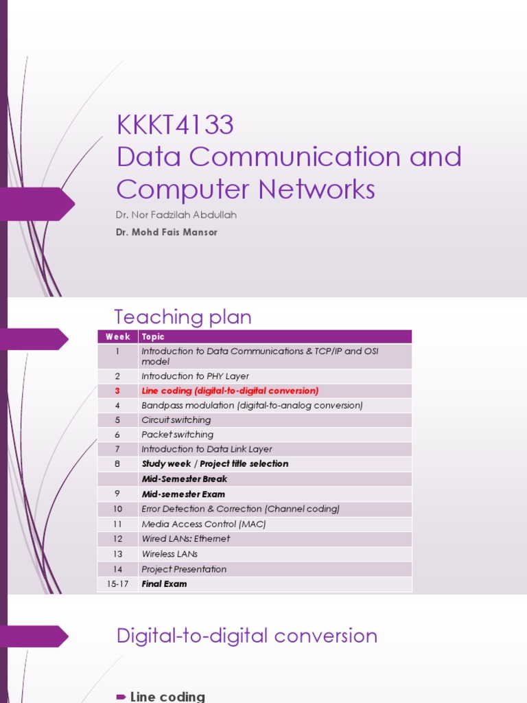 Wk3 - LineCoding - v2 | PDF | Data Transmission | Modulation