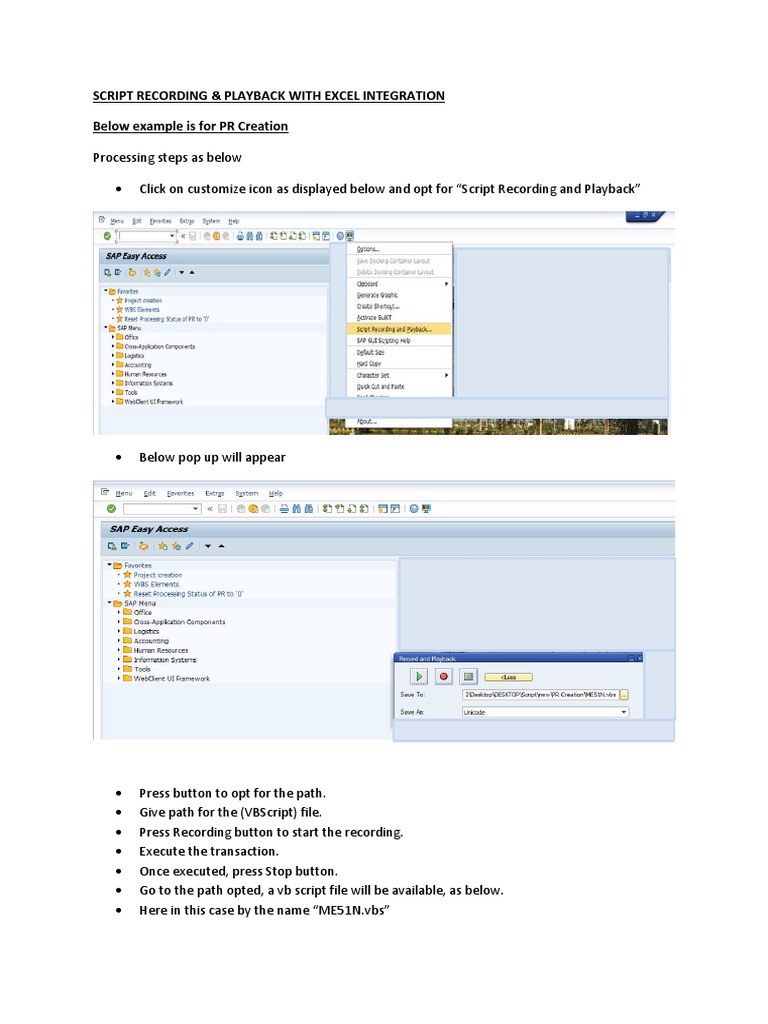 SAP Script Recording & Playback With MS Excel Integration | PDF ... SAP Script Recording & Playback With MS Excel Integration | PDF ...