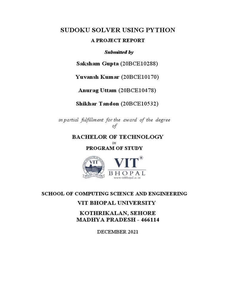 Python Sudoku Solver Project Report | PDF | Computing | Computer Science