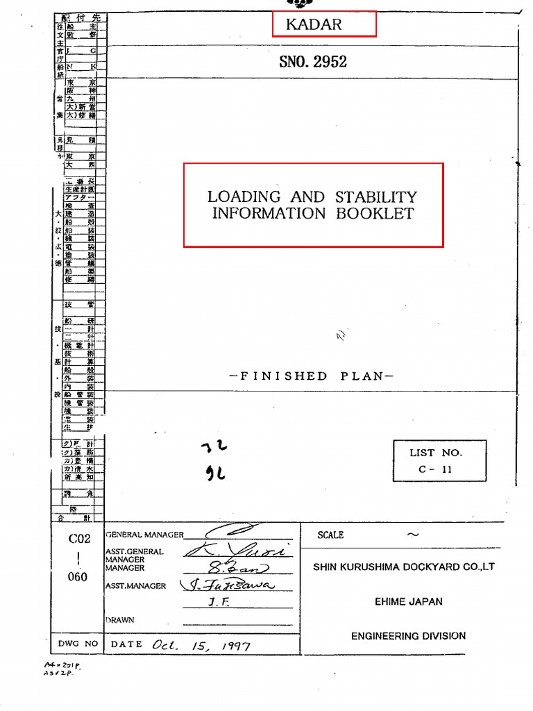 Loading Manual of Kadar | PDF | Shipping | Watercraft