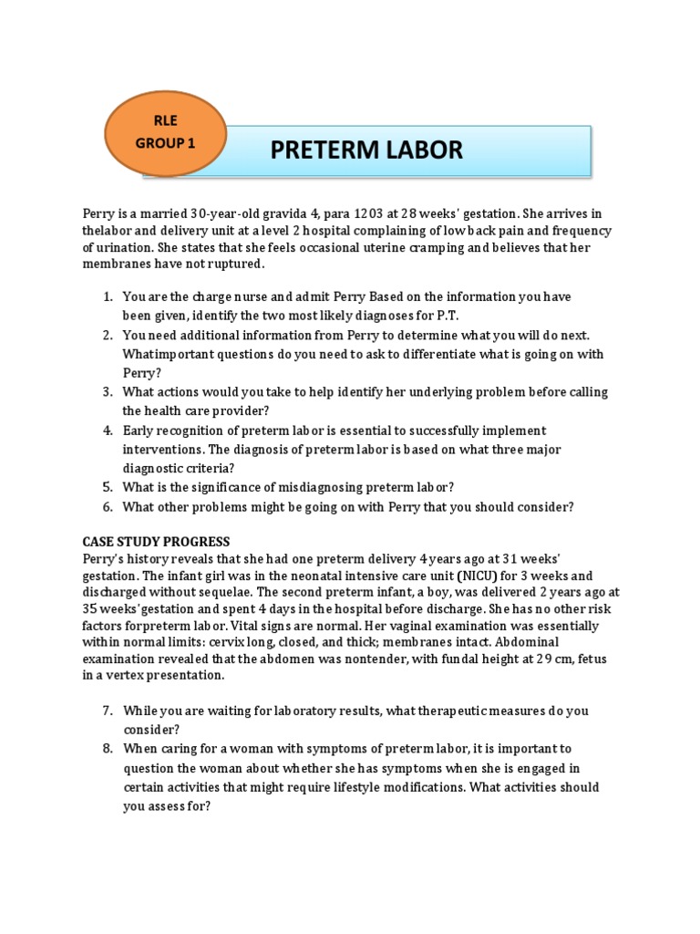 Preterm Labor Case Study and Management | PDF | Childbirth | Preterm Birth