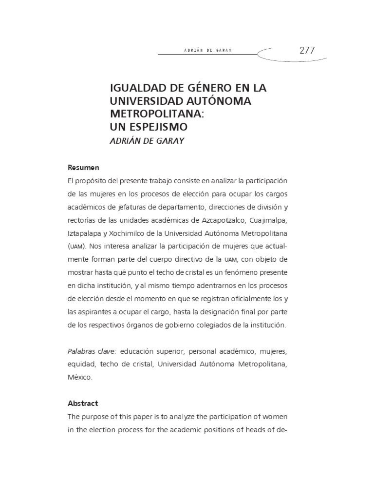 Adrian de Garay - Igualdad de Género en La | PDF | Academia
