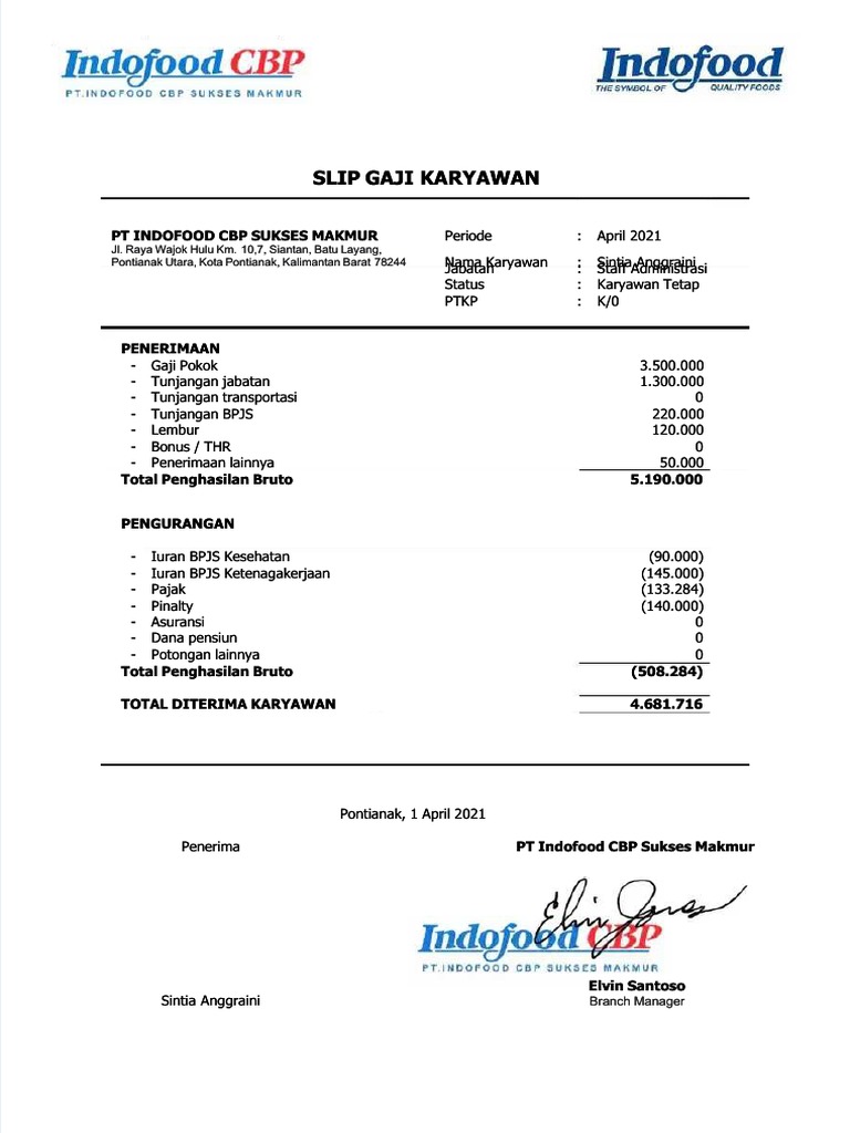 PDF Slip Gaji Indofood - Compress | PDF PDF Slip Gaji Indofood - Compress | PDF