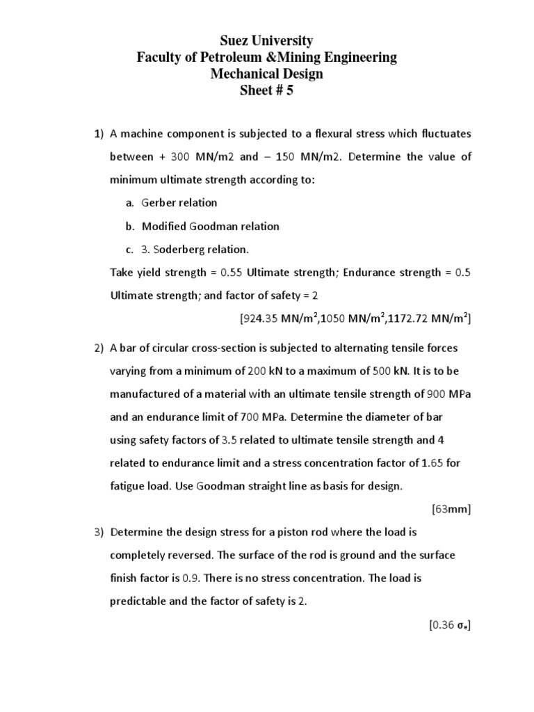 Suez University Faculty of Petroleum &mining Engineering Mechanical ...