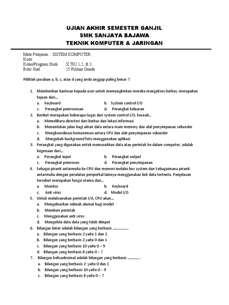Sistem Komputer (c1 - c3) - Kisikisi | PDF | Komputer