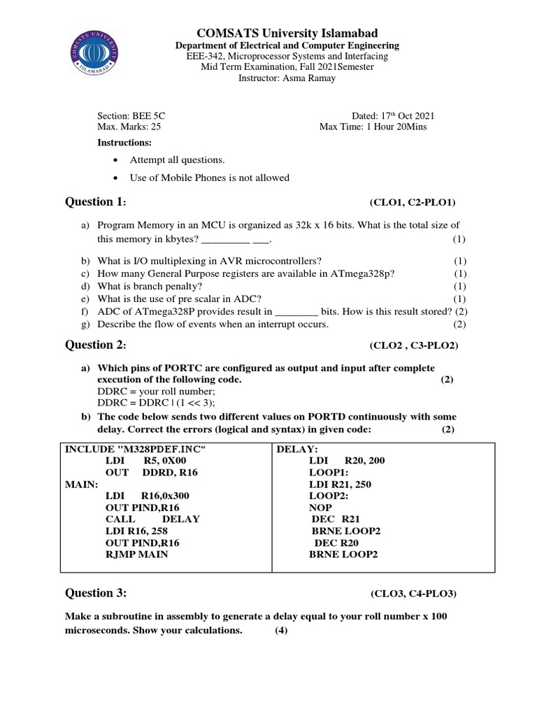 MP Mid Term | PDF | Microcontroller | Analog To Digital Converter