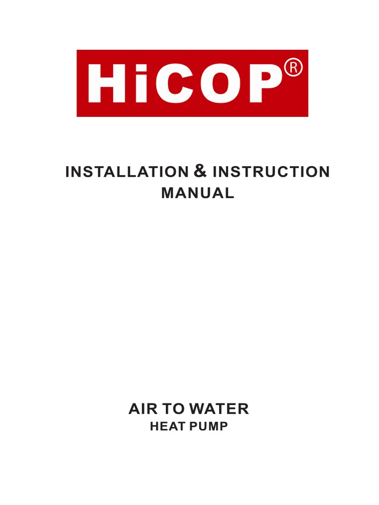 Installation Instruction Manual: Heat Pump | PDF | Watt | Water Heating