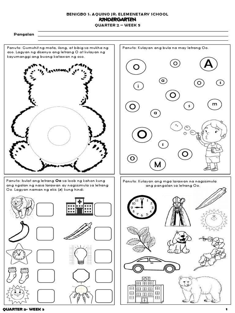 Kindergarten Worksheets Q2 Week5 | PDF