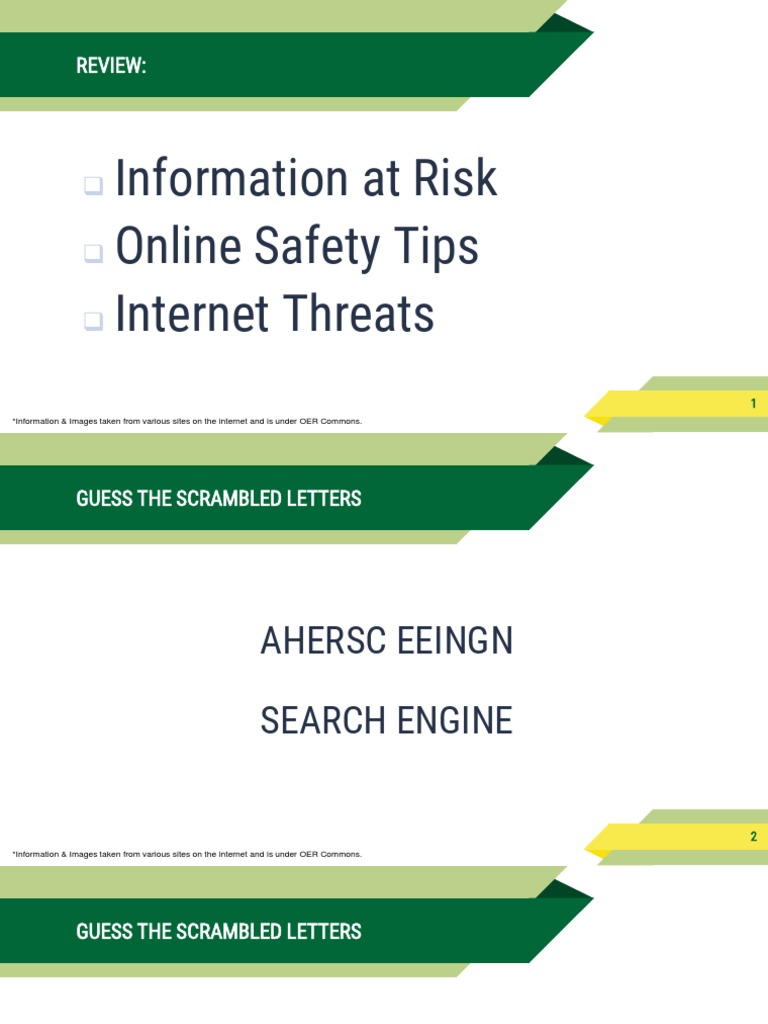 Information at Risk Online Safety Tips Internet Threats: Review | PDF ...
