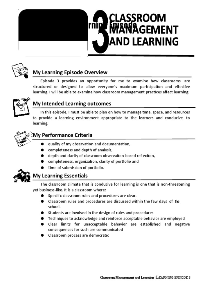 Classroom Management and Learning Environment | PDF | Classroom ...