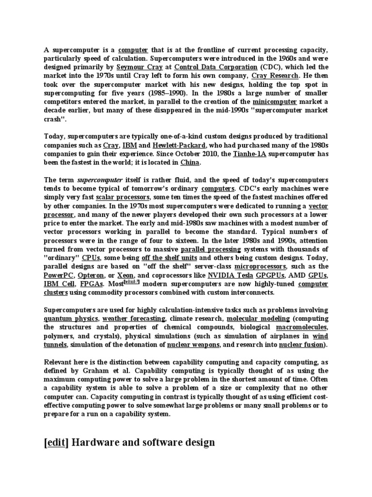 Evolution of Supercomputers | PDF | Supercomputer | Classes Of Computers
